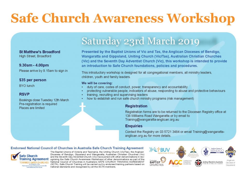 Safe Church Awareness Workshop - Anglican Diocese of Wangaratta